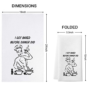 WCGXKO Funny Kitchen Towel I Got Baked Before Dinner Did Kitchen Decor Housewarming Gift (I GOT Baked)