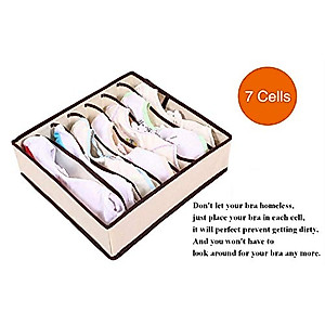 Bofoho Underwear Organizer, 4 PCs Foldable Closet Dresser Drawer Organizer for Clothes, Lingerie, Bra, Panty, Sock, Tie and Belt Storage (Beige)