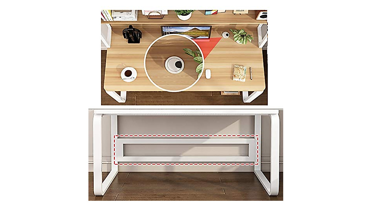 47-Inch Modern Computer Desk with Hutch & Bookshelf | Space-Saving Design