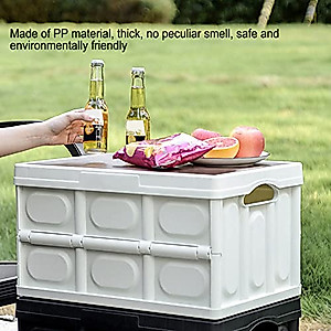 VTOSEN Collapsible Storage Bins, PP Storage Bins with Lids, Large Capacity Foldable Storage Container, Practical Convenient to Carry, Multifunctional Storage Box, for Camping Picnic (Beige)