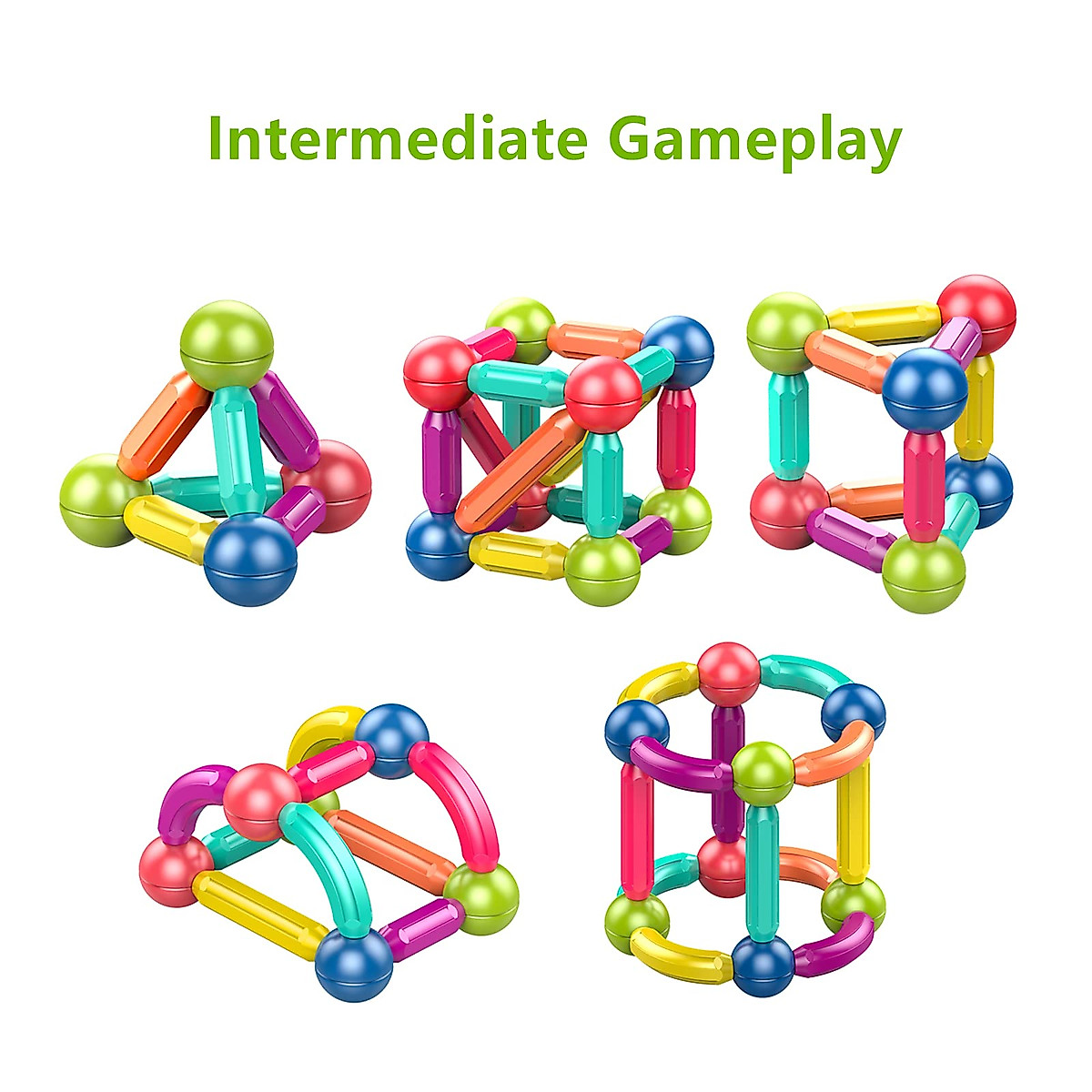 BESTYMXY Magnetic Stick, Magnetic Balls and Rods Set, Building Sticks Blocks, Magnetic Blocks, STEM Stacking Magnetic Toys Magnet Educational Toys for Kids Boys and Girls (25 PCS)