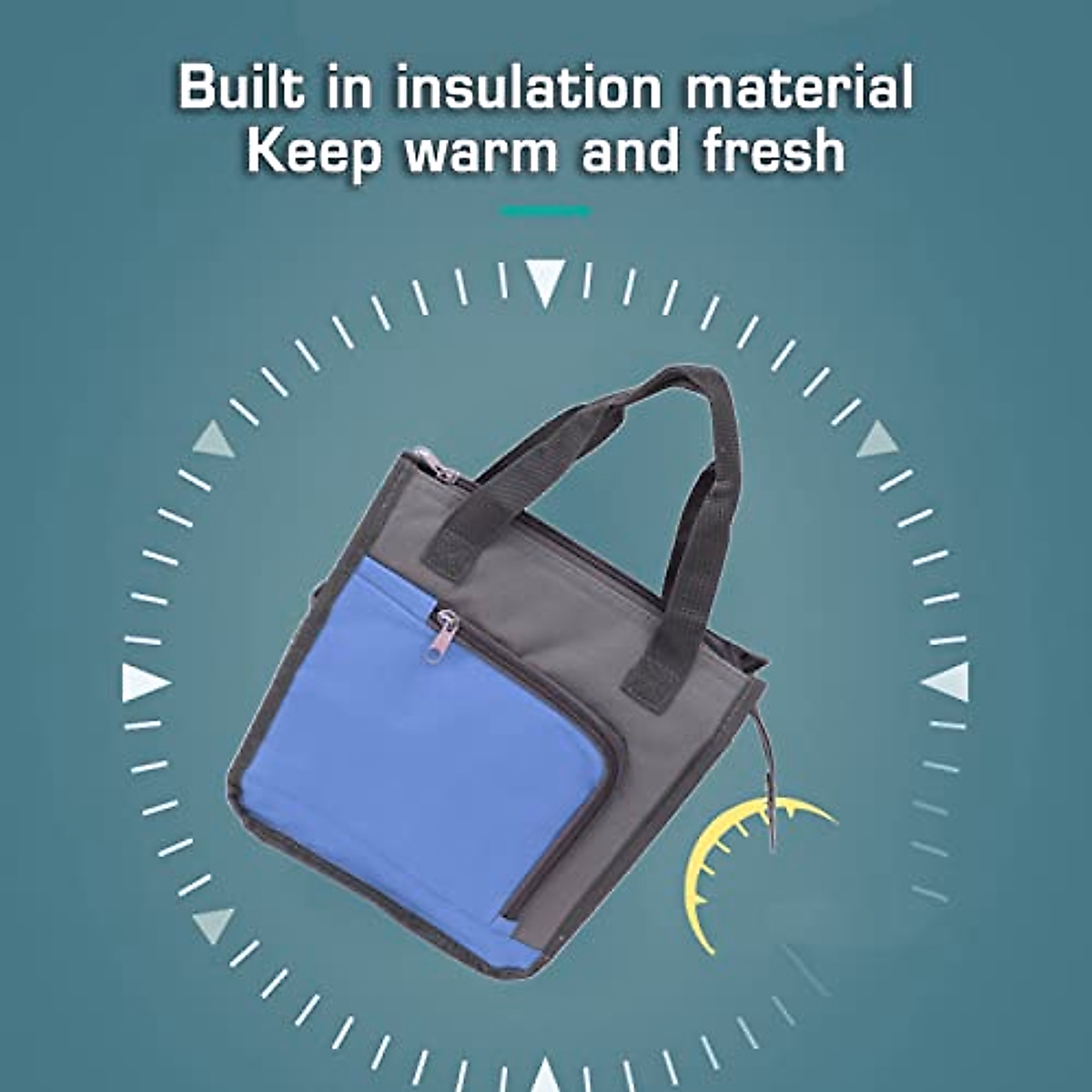 MESSTIME Insulated Refrigerated Bag Widened Handle Insulated Reusable Grocery Bag for Work Travel Hiking Food Delivery (Blue)