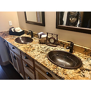 SimplyCopper 19" Oval County Style Copper Bath Sink with Barb Wire Design