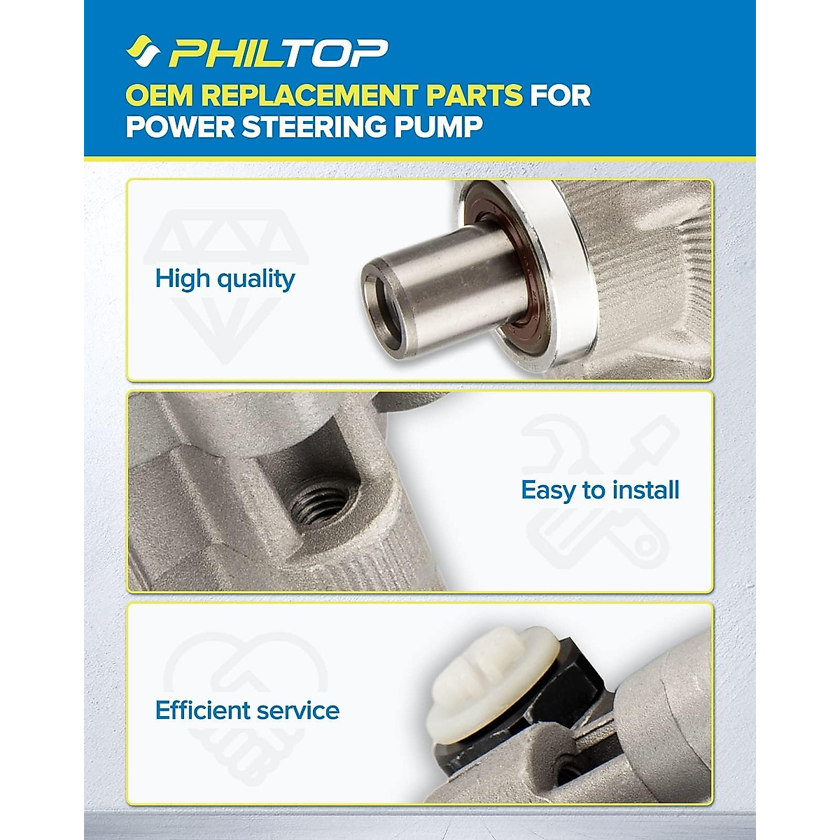 PHILTOP 21-5445 Power Steering Pump for 300 C 2005-2010, Challenger R/T 2009-2010 5.7L, Charger R/T 2006-2010, Magnum R/T 2005-2008, Power Asist Pump, Automotive Replacement Power Steering Pumps