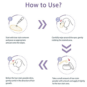 Guanshiya Dog Tear Stain Remover Starter Kit, with Witch Hazel Extract, Remove Tear Stains, Discharge & Mucus, includes Stain Solution, Applicator Wipes, Stain Powder & Brush, Lasts 30-45 Days