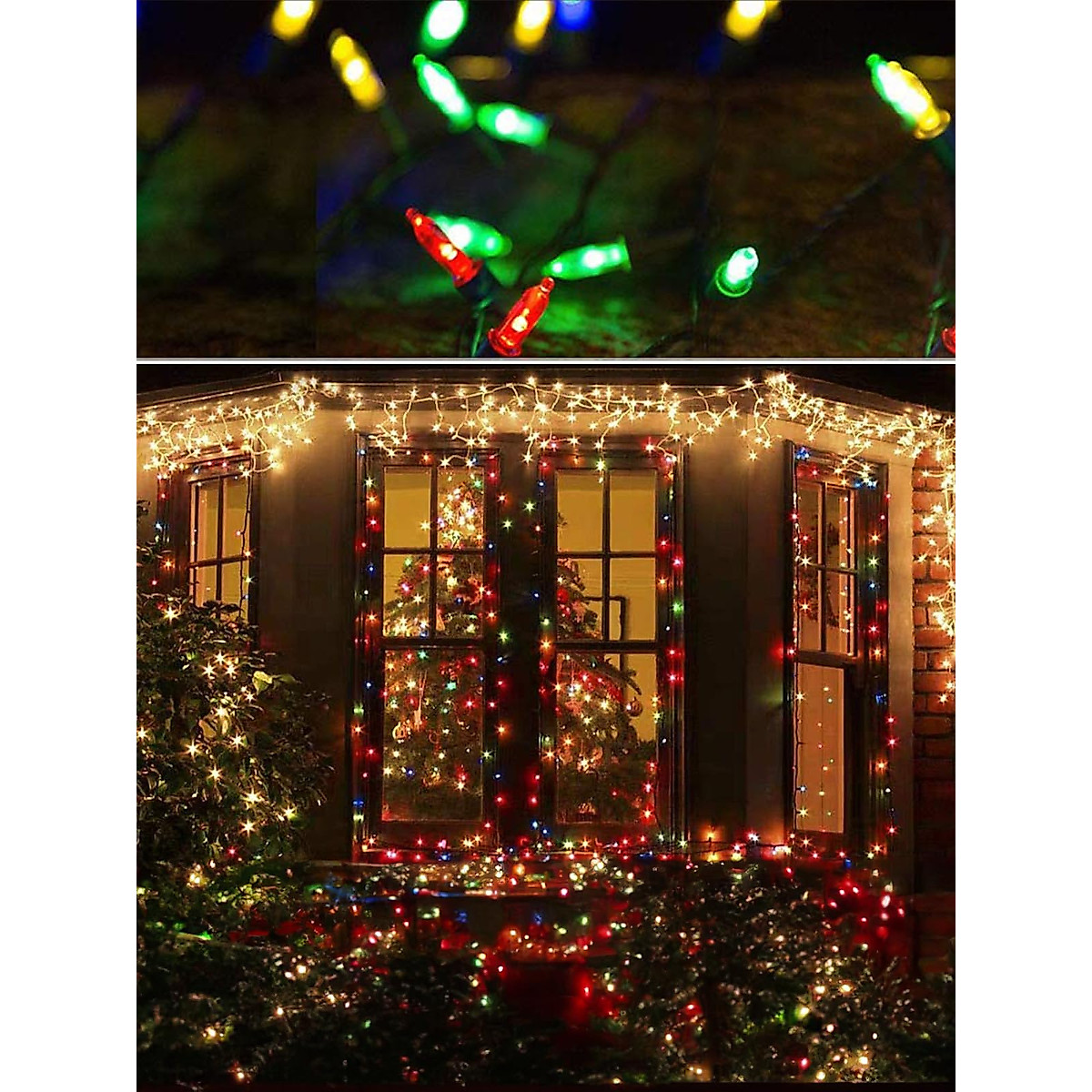 Twinkle Star Outdoor Halloween Lights Battery Operated 50 LED Mini String Light with 8 Modes, 16ft Waterproof Fairy Lights for Garden Patio Wedding Wreath Party Decoration (Orange, 2 Pack)