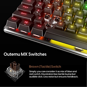 Pulsar Gaming Gears - PK003 Lunar Alloy TKL Mechanical Gaming Keyboard Brown Tactile RGB LED Rainbow Backlit USB Wired Game Keyboards for Windows PC PS5 PS4 Xbox 87 Keys Outemu Switches FPS