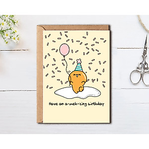 Have An A-Meh-Zing Birthday - Funny Birthday Card - Gudetama Card - Lazy Egg - Birthday Card - Cute Egg Card - Egg Birthday Card - Cute Birthday Card