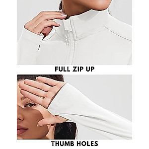 Pinspark Athletic Jackets for Women Full Zip Golf Sport Gym Define Jacket Lightweight Full Zip Running Athletic Jacket with Thumb Holes