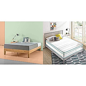 Zinus Moiz 14 Inch Deluxe Solid Wood Platform Bed with ZINUS 12 Inch Memory Foam Spring Hybrid Mattress