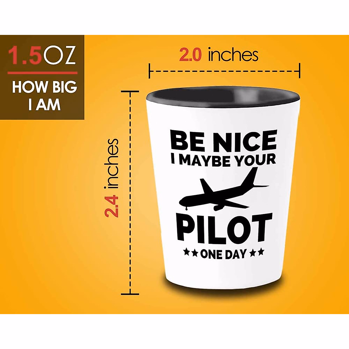 Bubble Hugs Pilot Shot Glass 1.5Oz - Pilot One Day - Pilot Gifts Airplane Flying Captains Aviator Airline Aviation