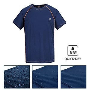 Men's Workout Shirts Dry Fit Lightweight Fishing Performance Athletic Hiking Running Training Short Sleeve Sports Shirts Navy Size 4XL