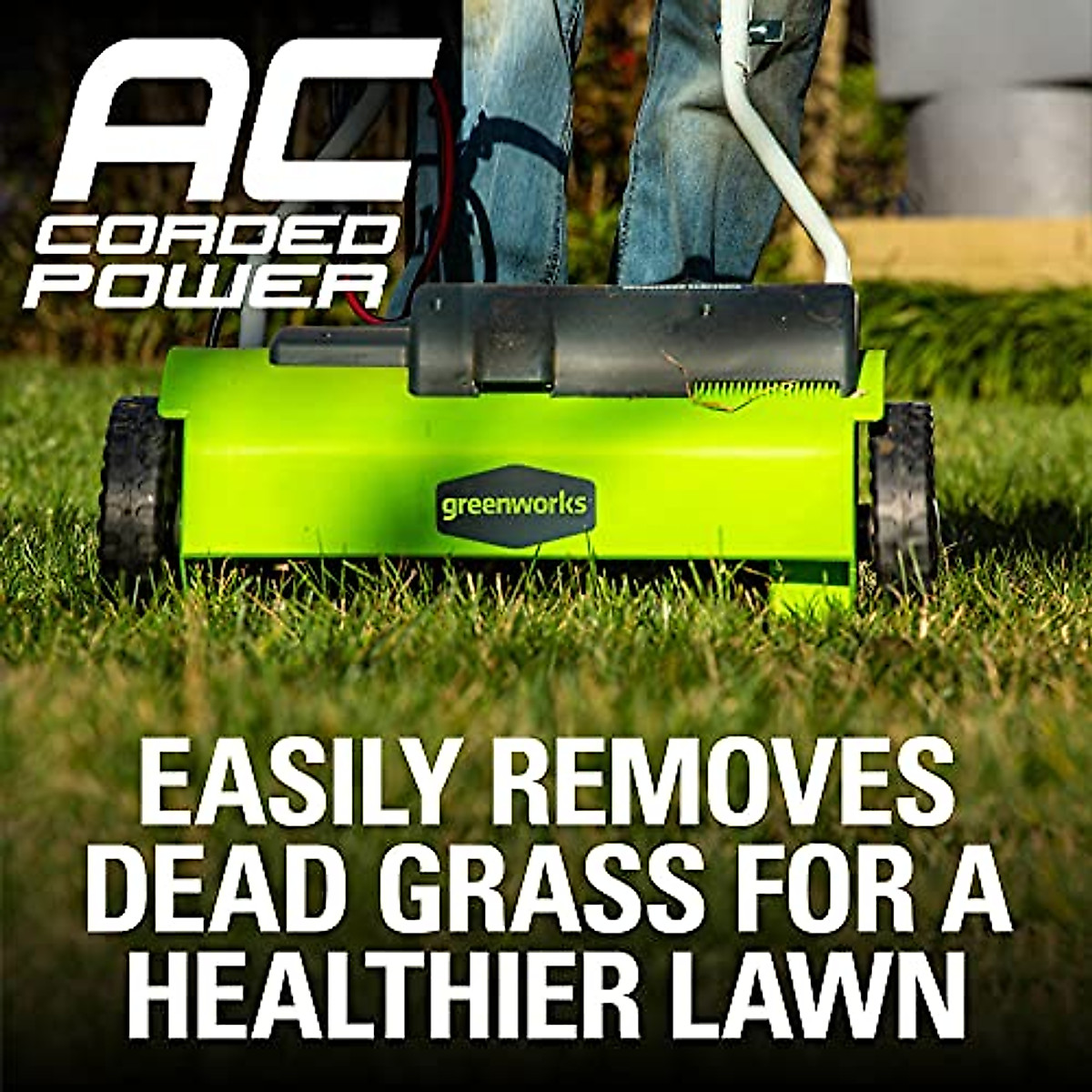 Greenworks 10 Amp 14” Corded Electric Dethatcher (Stainless Steel Tines)