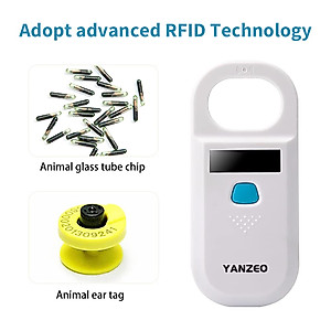 Yanzeo Pet Microchip Reader, RFID EMID Animal Handheld Reader,134.2 Pet ID Scanner Rechargeable Animal Chip Registration, Pet Tag FDX-B(ISO 11784/11785) (AR180)
