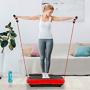 Nova Microdermabrasion Whole Body Fitness Vibration Plate Exercise Machine with Bluetooth Music Connection, Indoor/Outdoor Workout Trainer for Weight Loss Massage (Red)