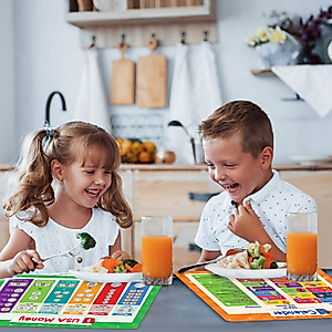 Simply Magic 5 Placemats for Kids - Kids Placemats Non Slip, Washable Reusable Toddler Placemats, Educational Placemats: Money, Numbers, Weather and Seasons, Calendar, Time, Plastic Placemats for Kids