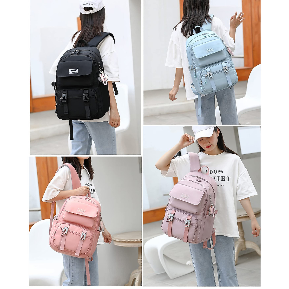 JiaYou Teen Girls Casual Backpack High Middle School Daypack Women Daily Travel Laptop Bag(2# Blue,35 Liters)