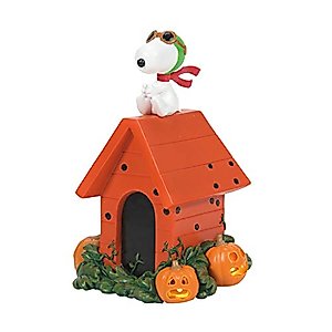 Department 56 Peanuts Village Accessories Snoopy The Flying Ace The Red Baron Lit Figurine, 6.25 Inch, Multicolor