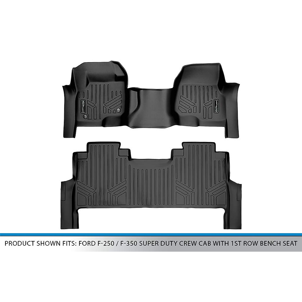 MAXLINER Custom Floor Mats 2 Row Liner Set Black Compatible with 2017-2022 Ford F-250/F-350 Super Duty Crew Cab with 1st Row Bench Seat