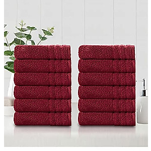 COTTON CRAFT Washcloths - 12 Pack Super Zero Twist Facecloths -13x13-100% Cotton Baby Wash Cloths - Ultra Soft Absorbent Everyday Luxury Bathroom Kitchen Spa Gym Pool Camp Dorm - Easy Care - Garnet