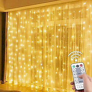 Fairy Curtain Lights for Bedroom 300 LED,SUWITU Christmas String Lights USB Plug in 8 Modes Wall Hanging Twinkle Lights with Remote Control for In/Outdoor Wedding Party Backdrop Xmas Decor(9.8x9.8FT)