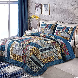 BEDIFANY King Size Quilt, Cotton King Quilt Bedspread Sets,Soft Lightweight Quilted Coverlets Farmhouse Bedding Sets for Bed Decorations for All Seasons 6 Pieces