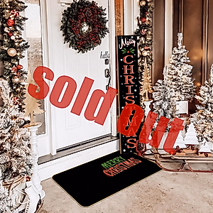 ENCHAN Christmas Door Mat Xmas Welcome Merry Christmas Non-Slip and Washable Winter DoormatParty Decoration Black Doormat Porch Entrance Mat 17x29 Inches