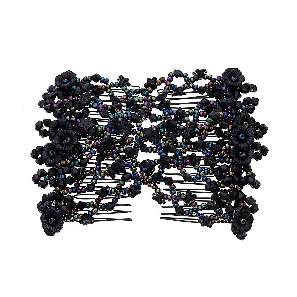 LOVEF 3pcs Magic Beads Elastic Double Hair Comb Clip Stretchy Hair Combs Clips Fashion Hair Style Hairpin Magic Hair Combs Headbands