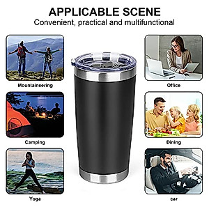 MEZMUT 20oz Insulated Tumblers with Lids and Straws Stainless Steel Coffee Tumbler Cup Double Wall Vacuum Travel Coffee Mugs for Home, Office, Outdoor(Black,1 Pack)