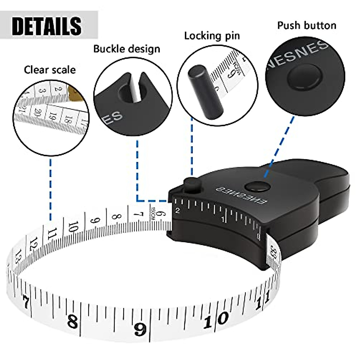 3pcs Tape Measure, Soft Measuring Tape for Body Measurements 60 Inch(150cm), Lock Pin&Push-Button Retract, for Body Measurement, Weight Loss, Fitness, Tailoring, Sewing, Crafting Measurements