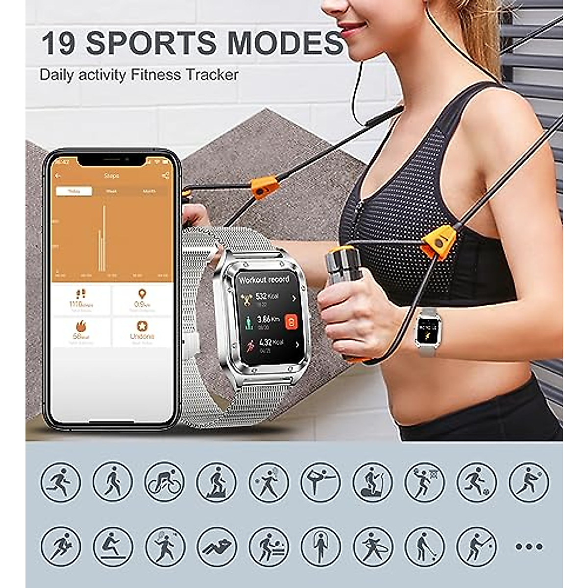 Iaret Smart Watch for Women (Call Receive Dial), Smart Watches for Android iOS Phones Smartwatch with AI Voice Control Heart Rate Sleep Monitor Pedometer Waterproof Activity Tracker Silver