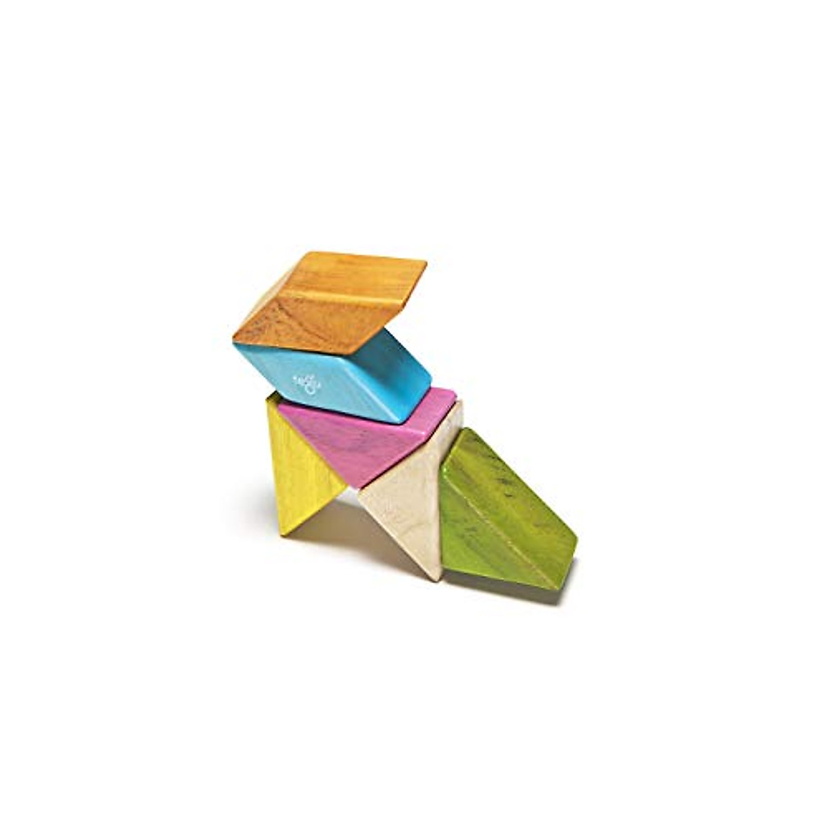 6 Piece Tegu Pocket Pouch Prism Magnetic Wooden Block Set, Tints