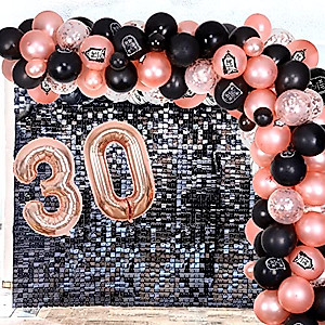 kreat4joy Rip Twenties 30th Birthday Party Decorations for Women, Black and Rose Gold Balloon Garland Death to My Twenties Banner Rip to My 20s Sash Number 30 Foil Balloons for 30th Birthday Party