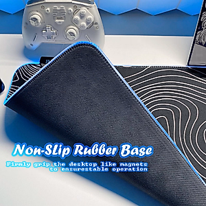 JMIYAV Topographic Gaming Mouse Pad RGB Mousepad Non-Slip Rubber Base Extra Large Cool XL XXL Computer Desk Pad Gaming Accessories LED Light Up Extended Big Mouse Pad for Gamer Black (31.5x12In)