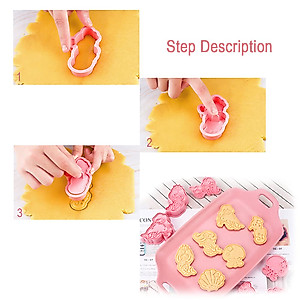 Novel Mermaid Cookie Cutters and Stamper, 6-Style 3D Mermaid Cookie Cutters Set for Kids Birthday Party and Festival (Pack of 12)