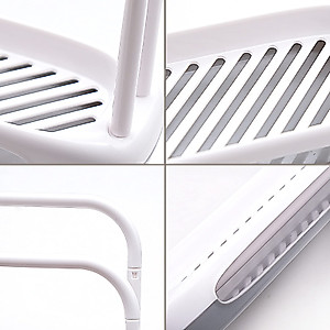 BLLREMIPSUR Kitchen Sink Sponge Holder Dishcloth Hanger, Tap Storage Rack, 2 in 1 Tray Organizer Stand with Drain for Rag, Brush, Scrubber