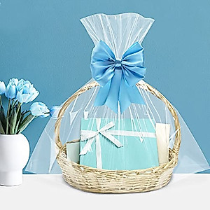 Morepack Large Cellophane Bags for Gift basket 30x30 Inches Clear Basket Bags 10Pieces