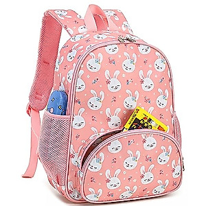 BTOOP Kids Backpack Girls Cute Bunny Toddler School Bag Preschool Kindergarten BookBag Nursery Small Daypack with Chest Strap
