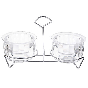 Tablecraft Set with Rack, Polystyrene & Chrome Plated Metal, (2) 14oz, 14 oz, Chiller Dip Bowl (Set of 2)