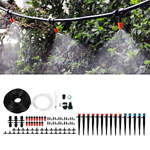 Oumefar 40m Drip Irrigation System Automatic Irrigation Plastic Watering System 4/7 Hose Set Drip Irrigation System Kit Sprinkler System for Garden Watering