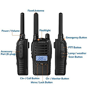 BAOFENG Walkie Talkies for Adults, Long Range Rechargeable Walky Talky BF-88ST Pro NOAA VOX Dual Watch, with Desktop Charger and Earpieces (3 Pack)