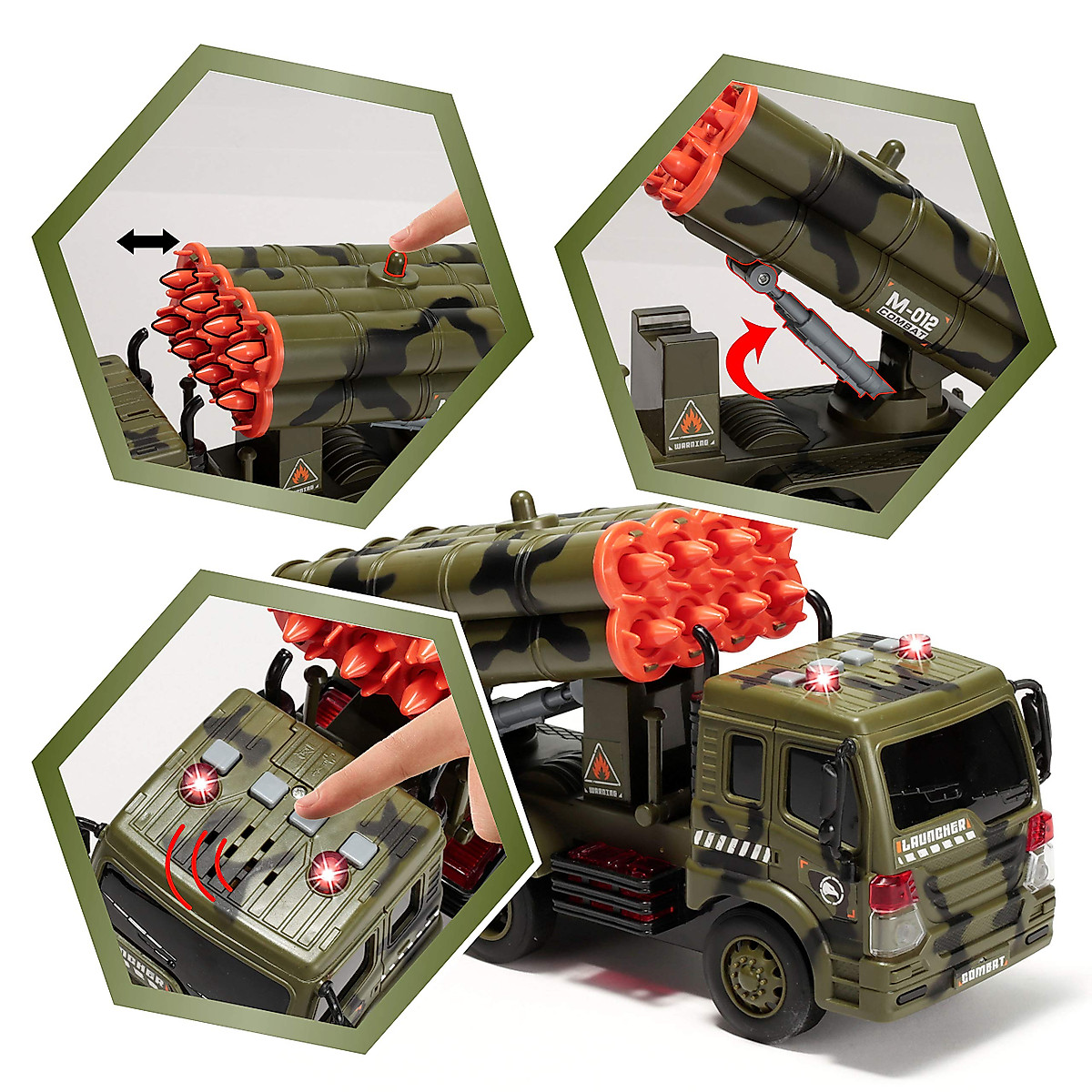 JOYIN 3 in 1 Friction Powered Siren Army Vehicle Toy with Action Figures - Military Truck, Helicopter and Tank Toy with Light and Sound Siren for Imaginative Play, Xmas Gifts for Kids