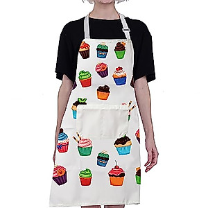 Cake Apron With 2 Pockets Cooking Baking Aprons for Women Kitchen Chef Aprons Cute Cupcake Aprons Gifts for Bake Lover Apron (Cake Apron)