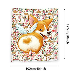 JASMODER Cute Corgi Angle Throw Blanket Warm Ultra-Soft Micro Fleece Blanket for Bed Couch Living Room