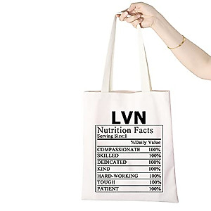 WCGXKO LVN Gift Licensed Vocational Nurse Gift LVN Nutrition Facts Nurse Tote Bag Medical School Graduation Gift (LVN tote)
