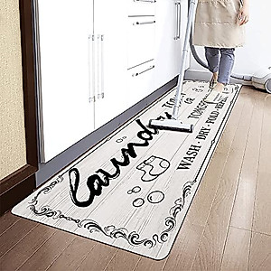 TPAPFRLY Farmhouse Laundry Room Rug 20"X59" Waterproof Laundry Mat for Laundry Room Non-Slip Entrance Rug Area Rug for Bathroom, Mudroom, Kitchen, Washroom, Light