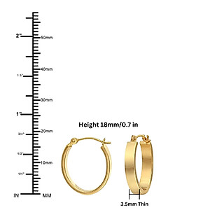 14k Gold Small Oval Flat Hoop Earrings, 0.7" Diameter (yellow-gold)…