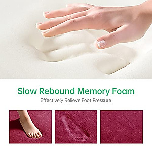 Small Memory Foam Bathroom Mats 17 "X 24" Non Slip 0.7" Extra Thick Super Absorbent Bath Rugs Carpet Super Cozy Quick Dry Machine Wash Red