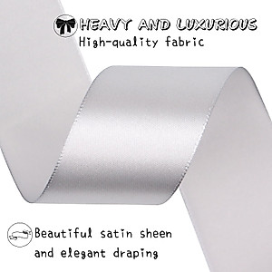 RIUNBB Gray Solid Satin Ribbon 1-1/2 Inch 25 Yards Solid Polyester Fabric Ribbon for Gift Wrapping Wedding Christmas Baby Shower Birthday Party Decoration Handmade Immortal Flower Craft