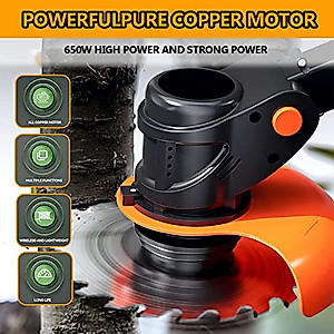 Cordless Trimmer Battery Powered Weed Wacker, 3-in-1 Lightweight Weed Eater, Adjustable Machine Head String Trimmers Cutting Tool with Remaining Power Display Screen for Yard and Garden